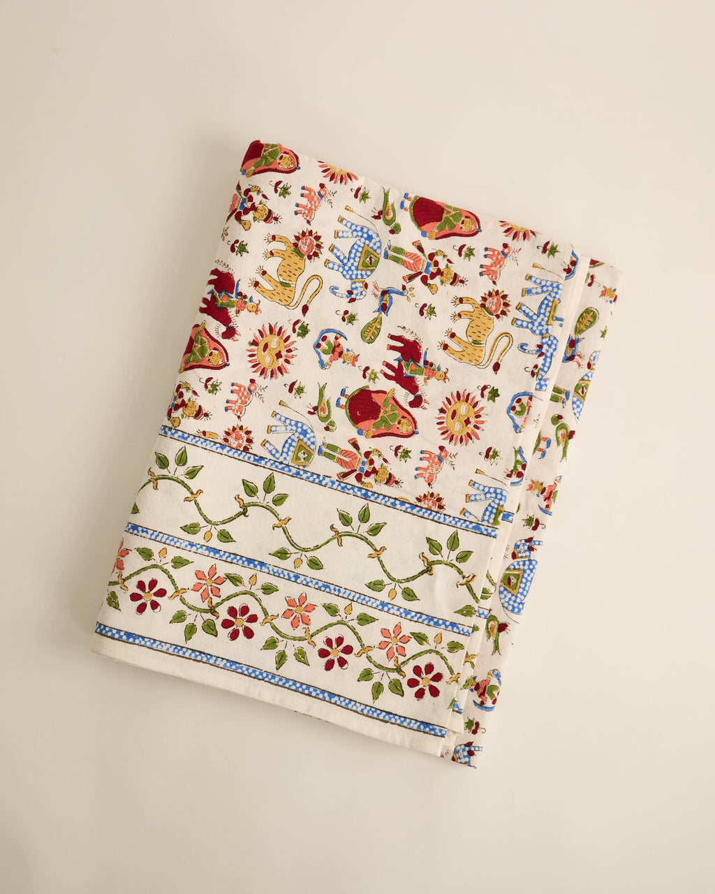 Illustrated Hand Block Printed Tablecloth – Folkways